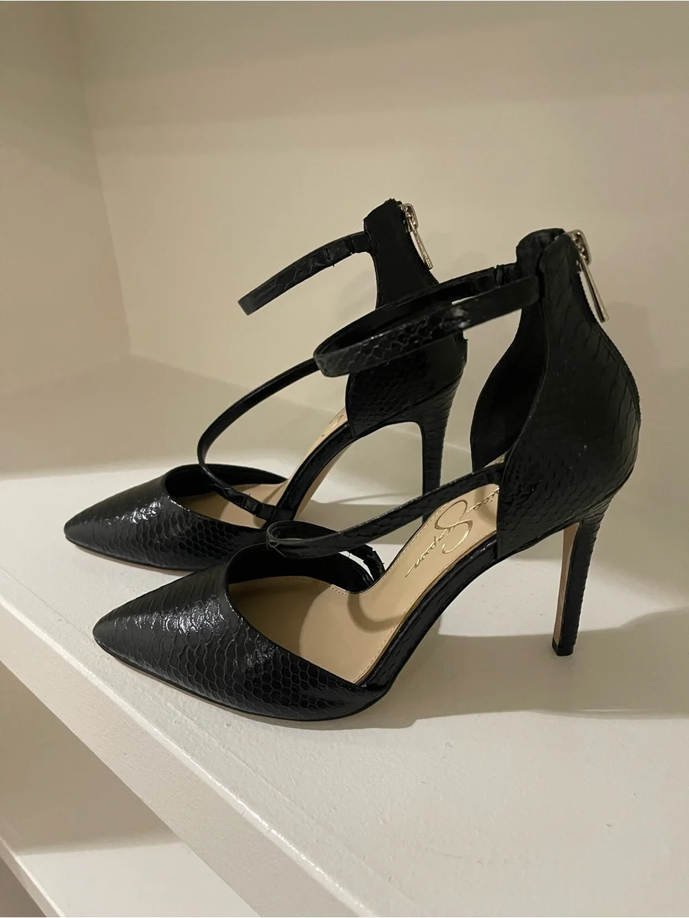 Jessica Simpson | Shoes | Jessica Simpson Black Snake Embossed Ankle ...
